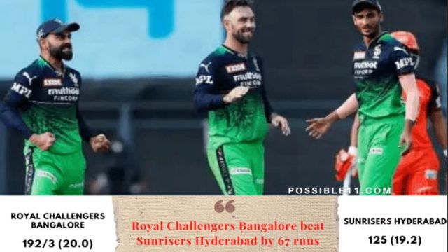 Ipl 2022 Srh Vs Rcb Highlights Bangalore Beat Hyderabad By 67 Runs