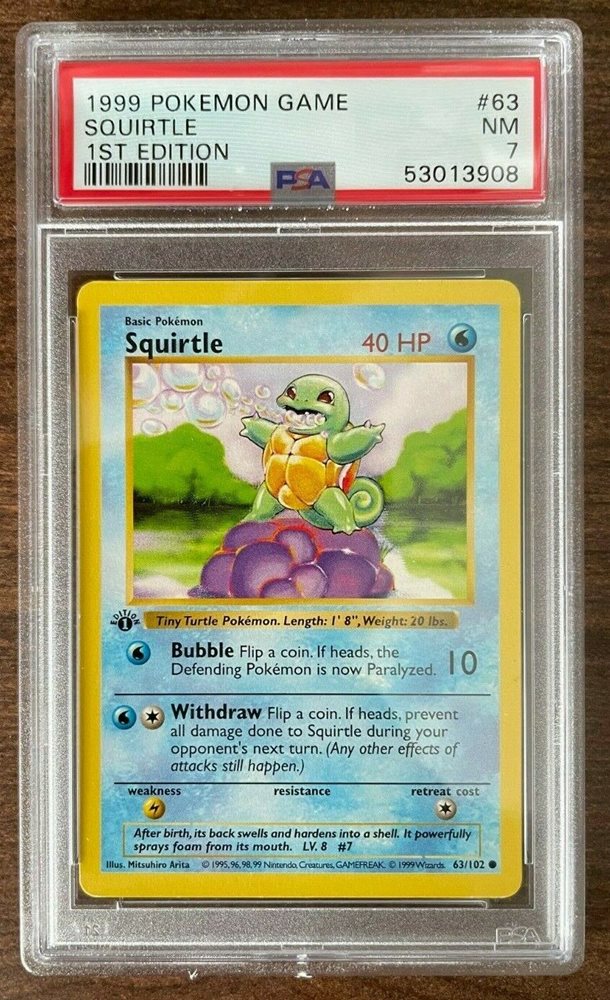 Toys Collectible Card Games Squirtle 1st Edition 63102 Shadowless Base