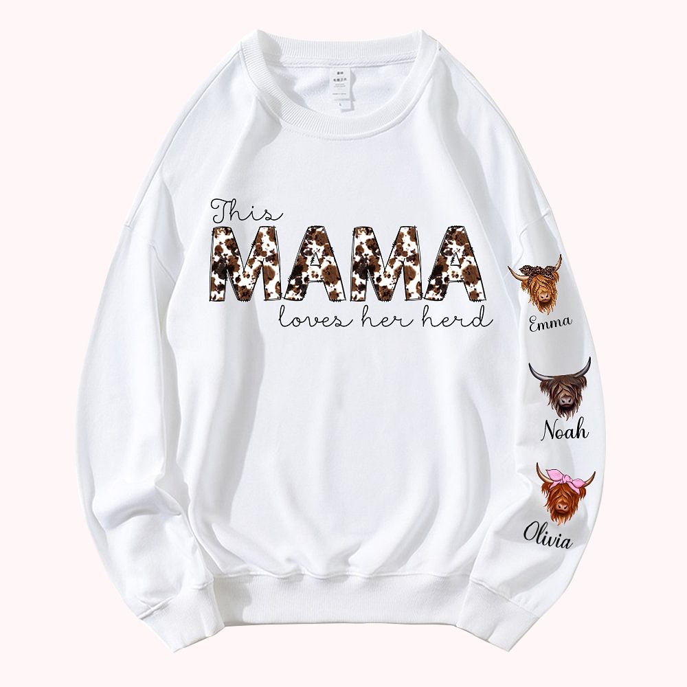 Personalized This Mama Loves Her Herd Highland Cow Sweatshirt Highland