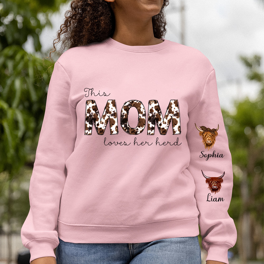 Personalized This Mama Loves Her Herd Highland Cow Sweatshirt Highland