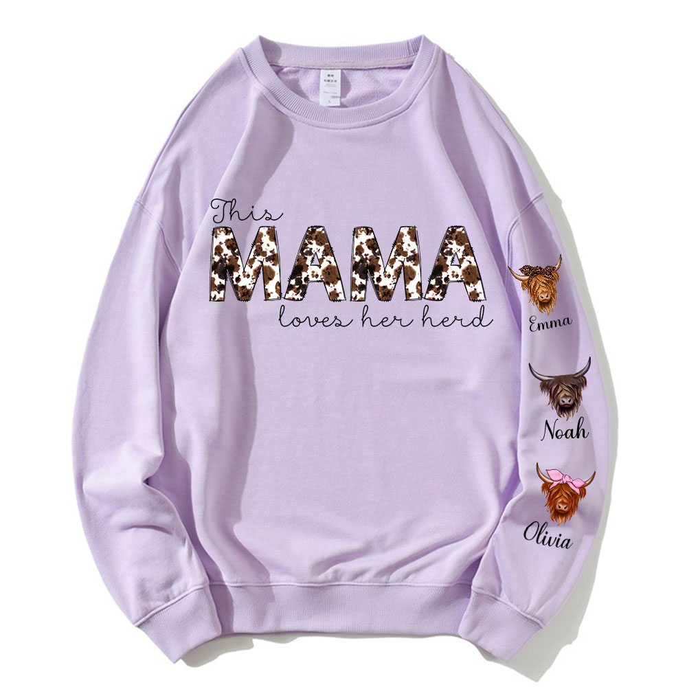 Personalized This Mama Loves Her Herd Highland Cow Sweatshirt Highland