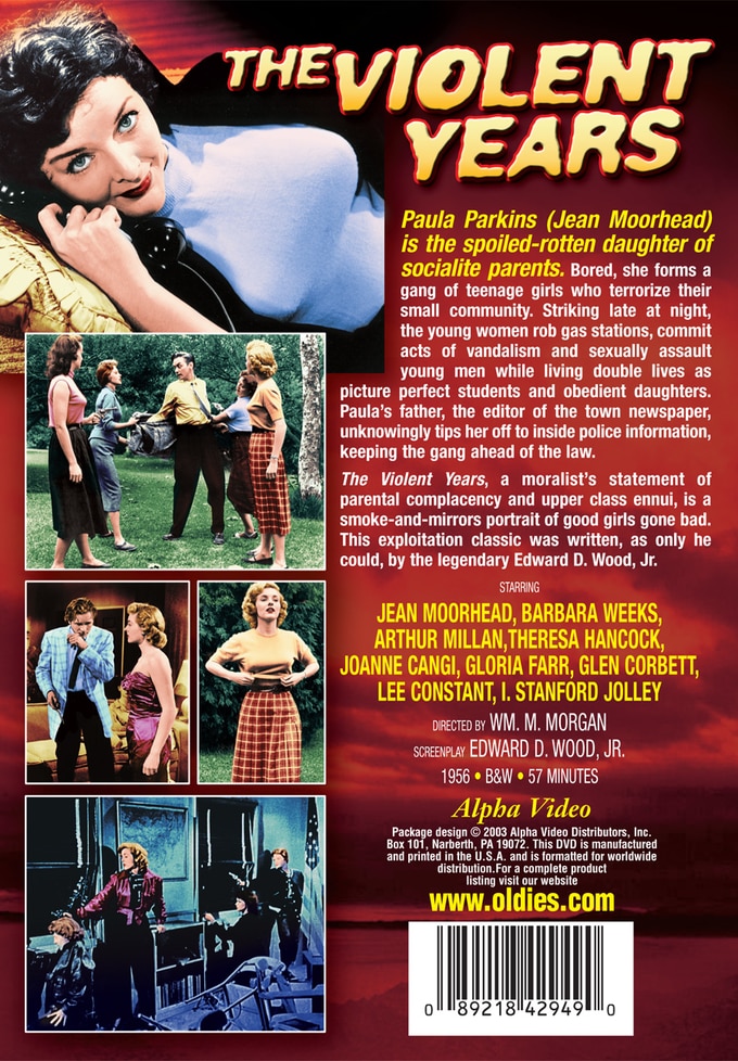 The Violent Years Dvd R 1956 Alpha Video