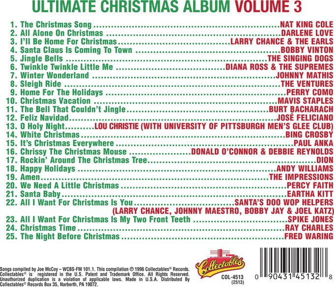 Ultimate Christmas Album Volume 3 Cd 1996 Collectables Records