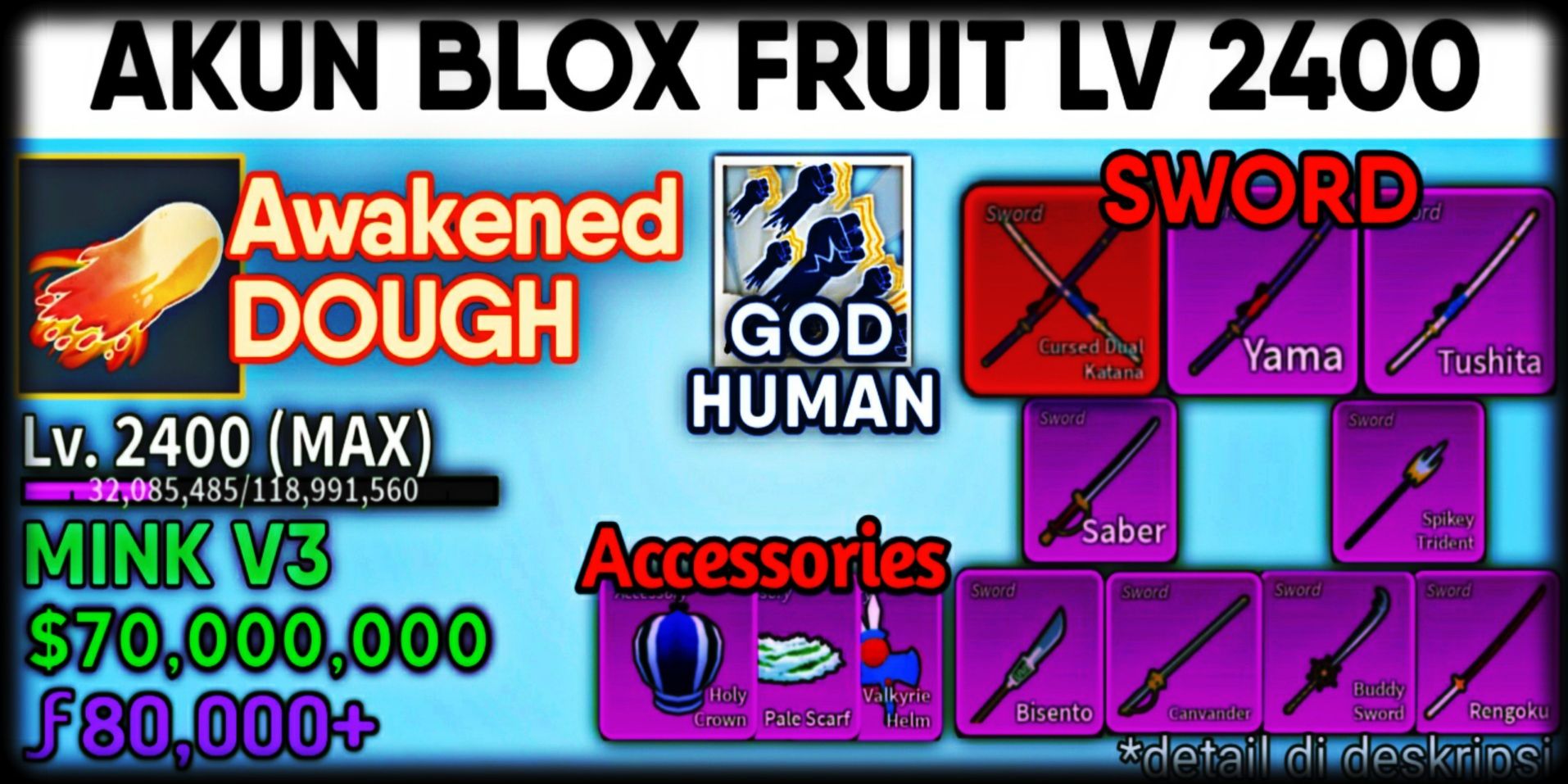 Beli Akun Akun Blox Fruits Level Max Godhuman Full Awakening