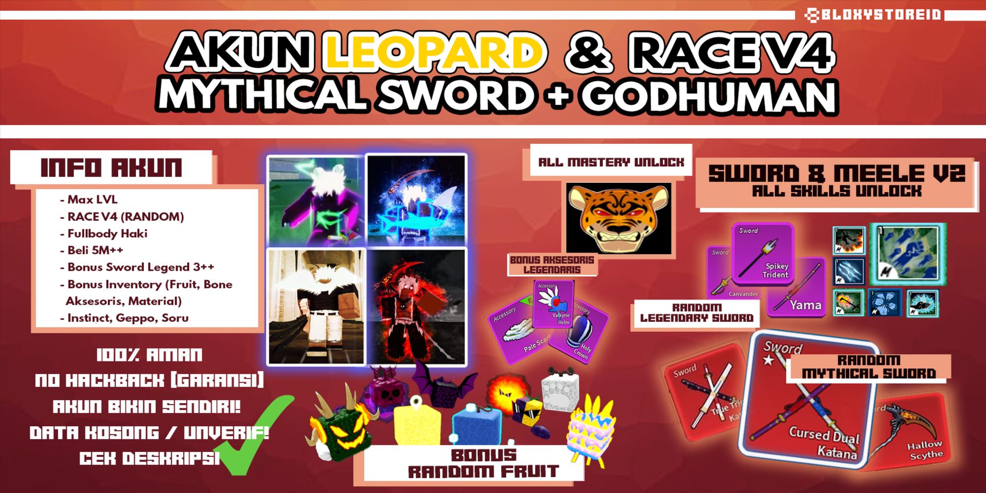 Buy Akun Akun Blox Fruit Race V4 Awakening Leopard Mythical Sword