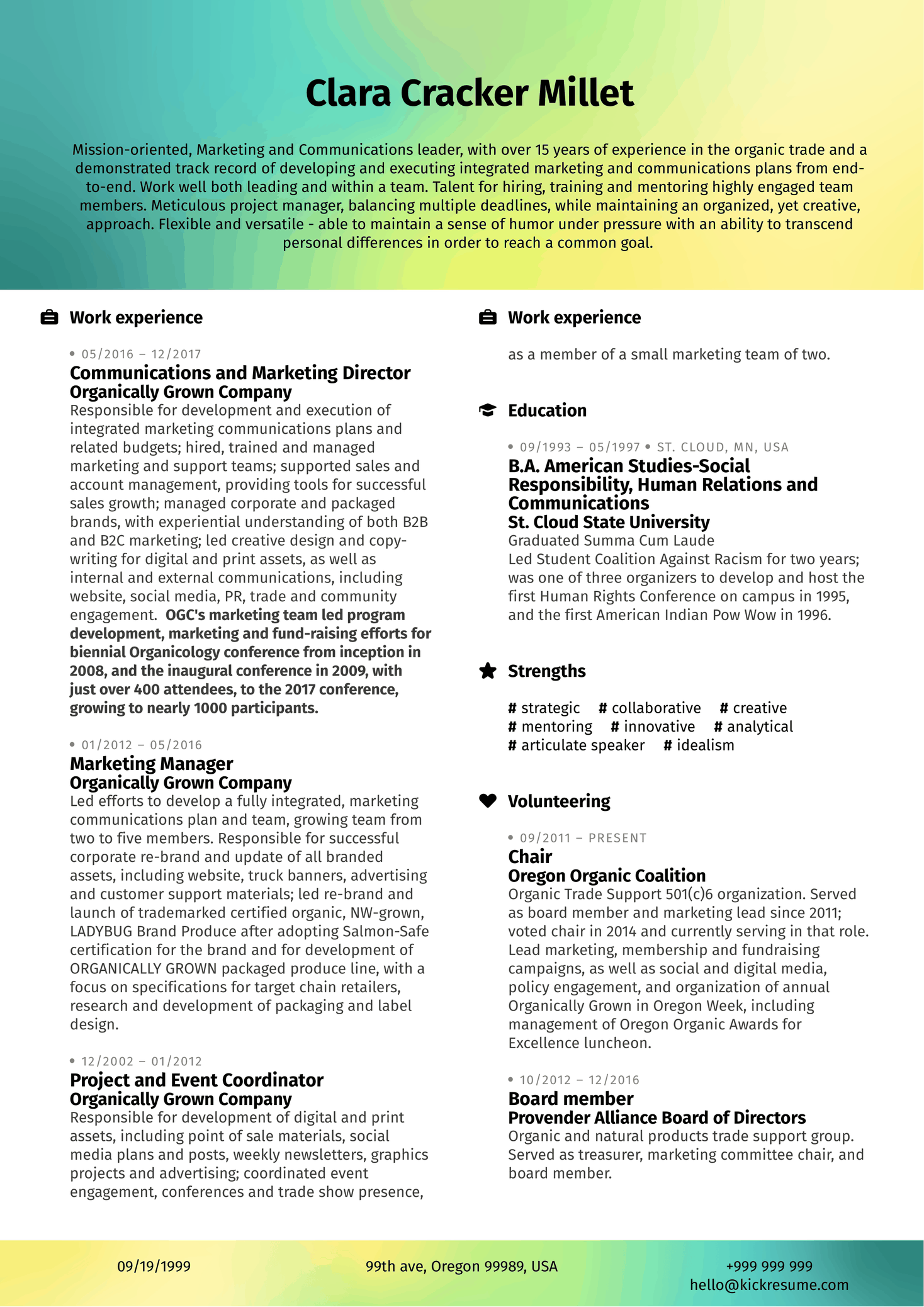 Marketing Analyst Resume Example Kickresume