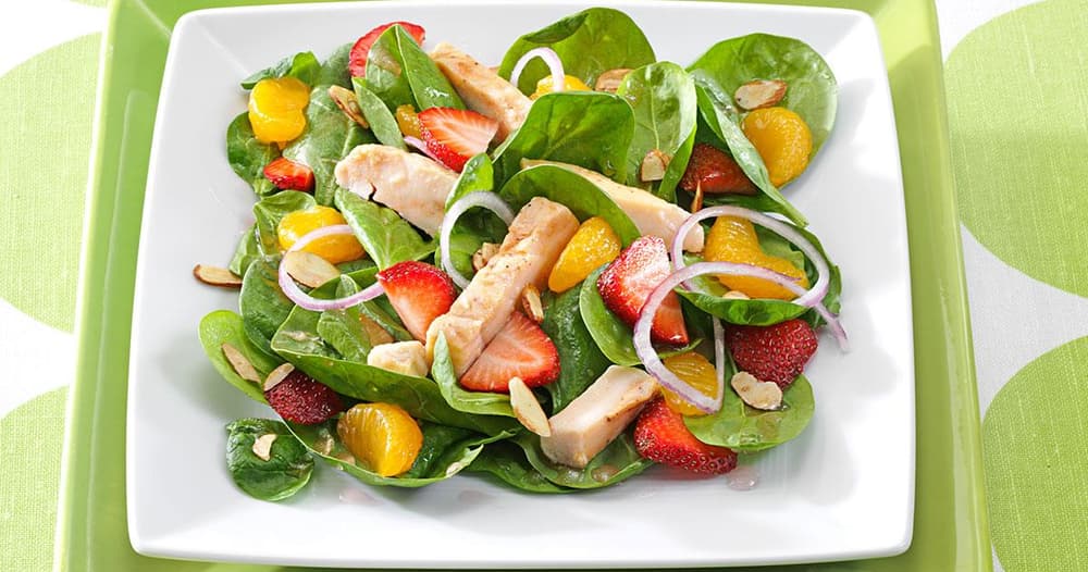 Chicken And Fruit Spinach Salads Punchfork