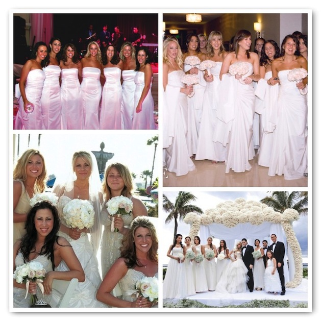 Bridesmaids Wearing White Bridesmaid Dresses Inside Weddings