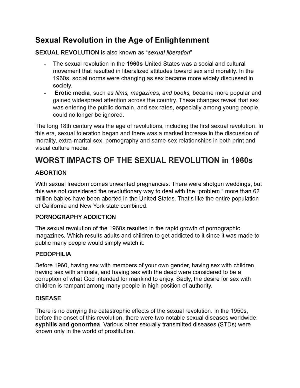 Sexual Revolution In The Age Of Enlightenment Sexual Revolution In