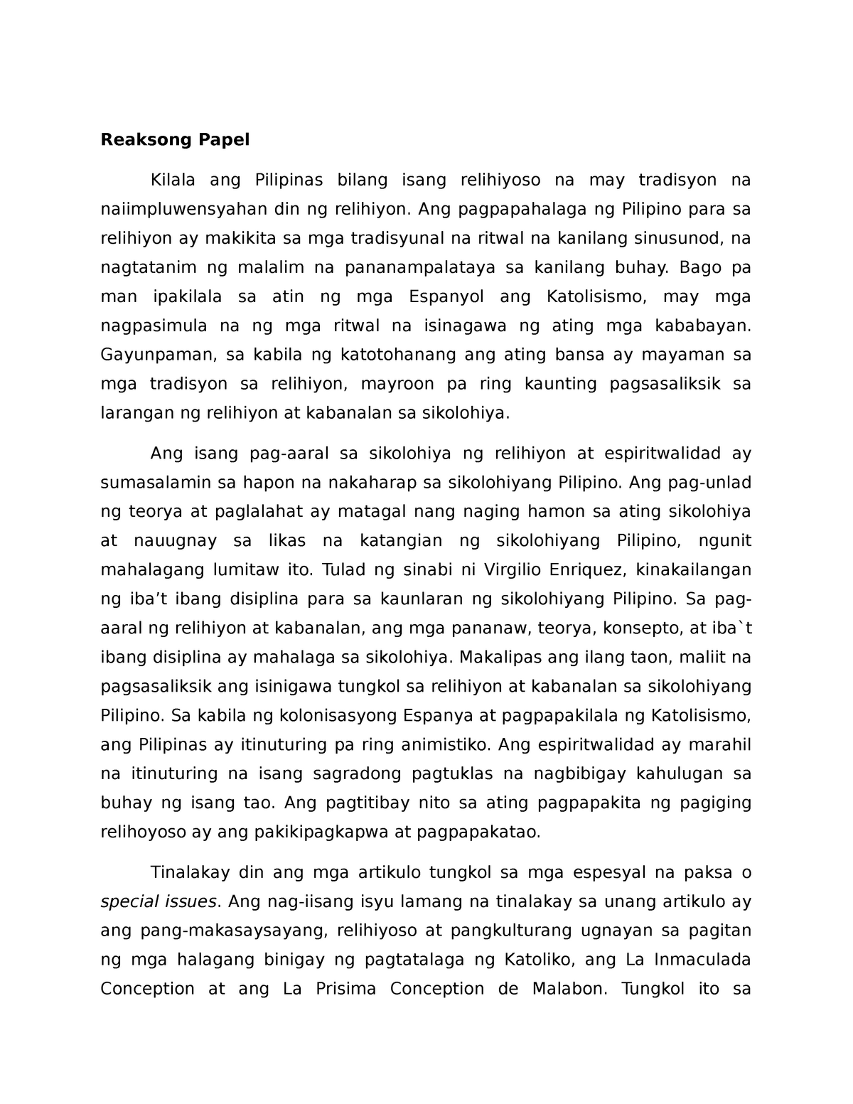 Mga Proseso Sa Pagsulat Ng Reaksyong Papel