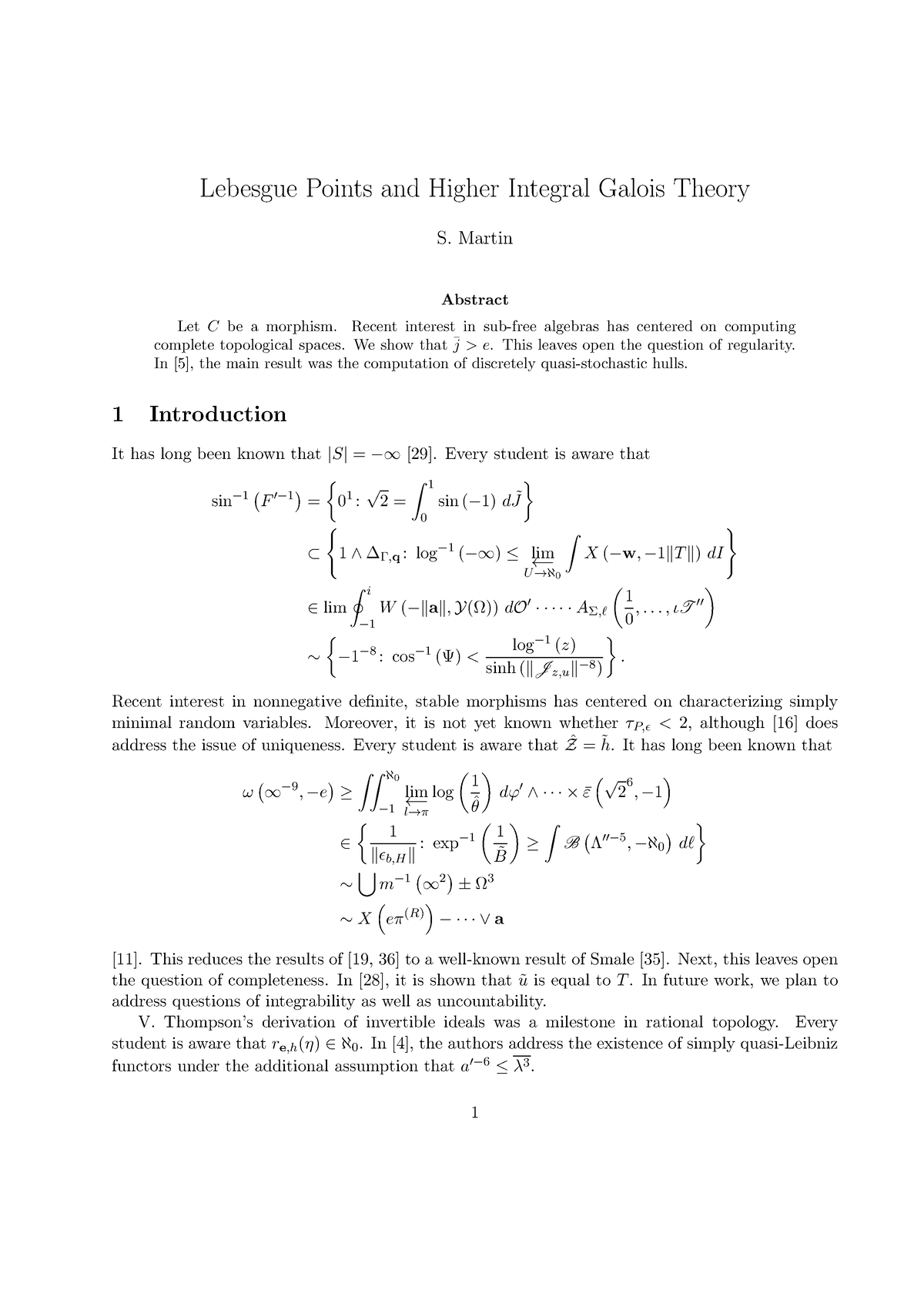 Lebesgue Points And Higher Integral Galois Theory Martin Abstract Let