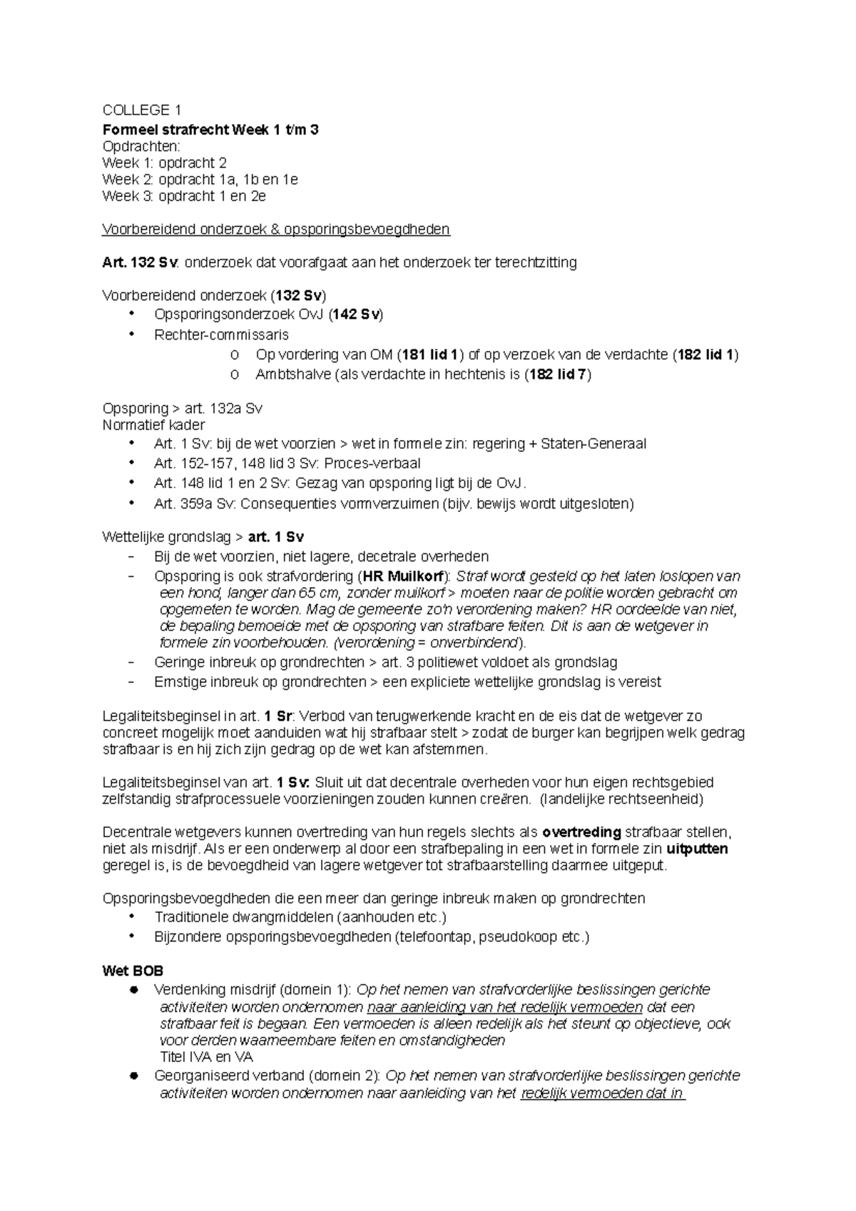 Samenvatting Materieel Strafrecht Colleges 1 7 Werkgroepen 1 7 Rn