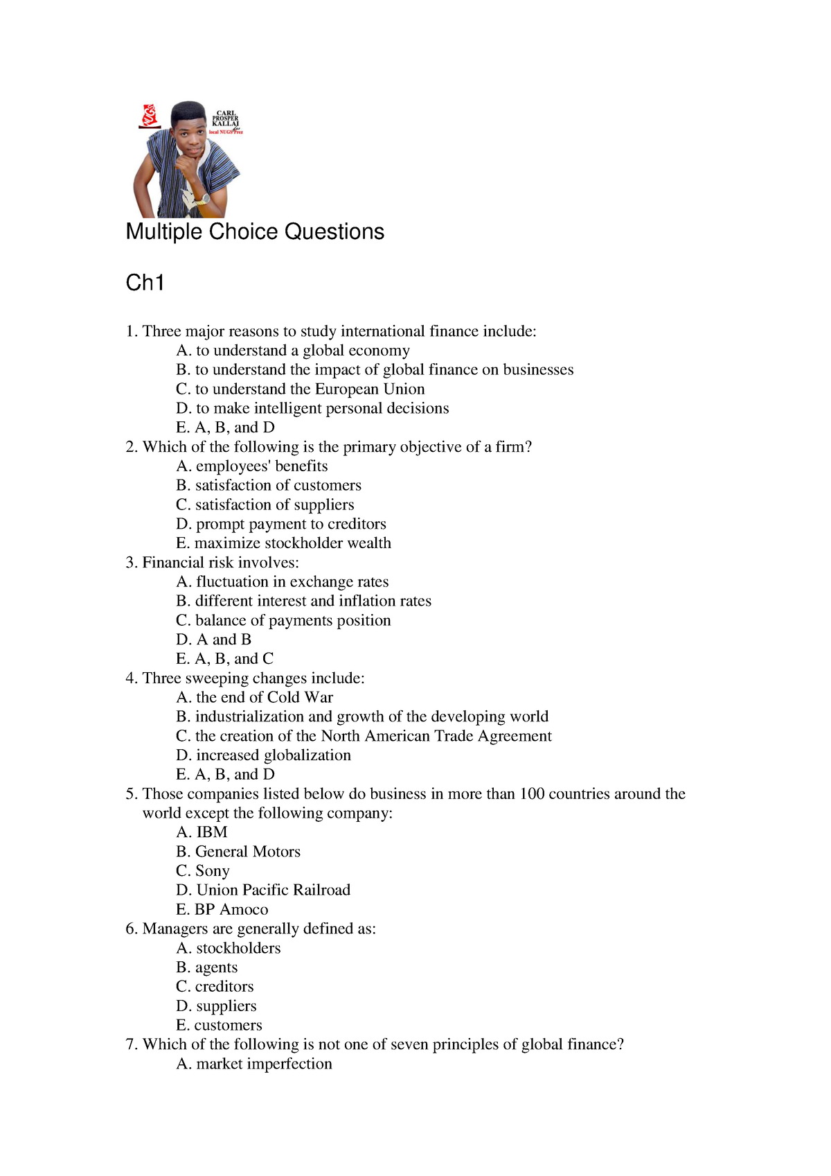 Business Finance Multiple Choice Questions Multiple Choice Questions