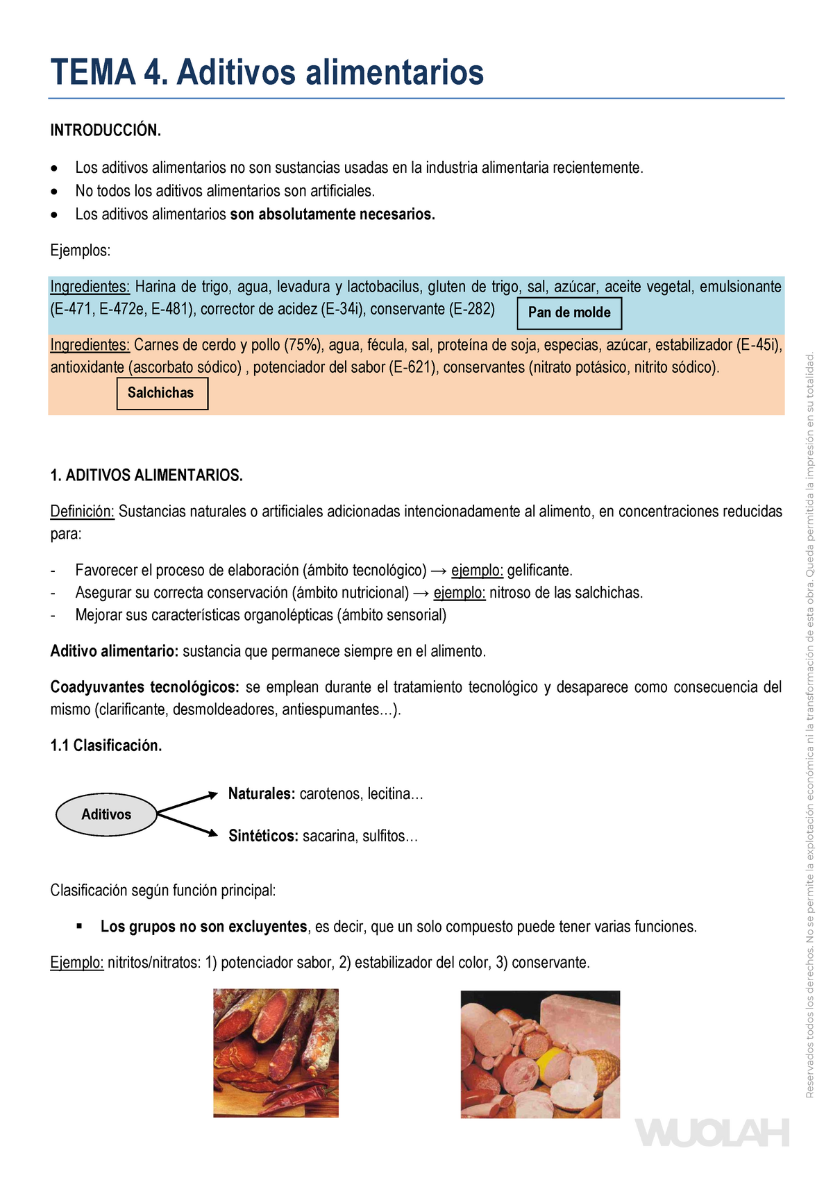 Tema 4 Aditivos Alimentarios Tema 4 Aditivos Alimentarios