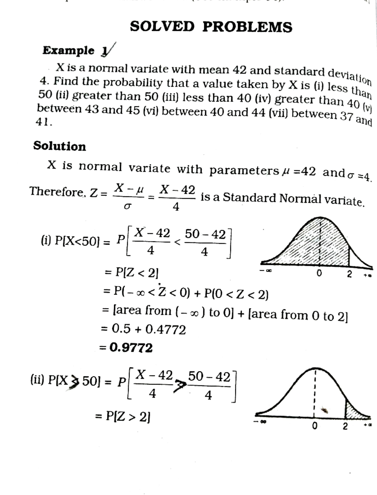 Solved Problems Normal Distribution Solved Problems Example X Is