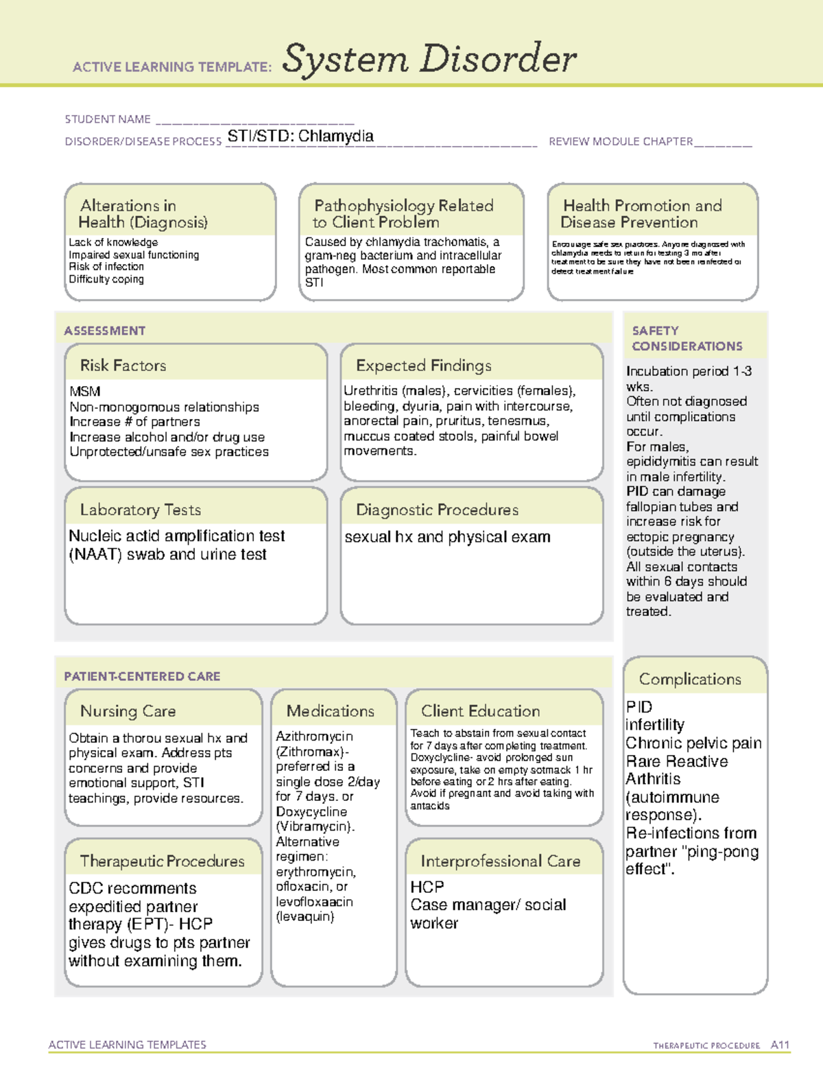 Active Learning Template System Disorder Chlamydia Active Learning