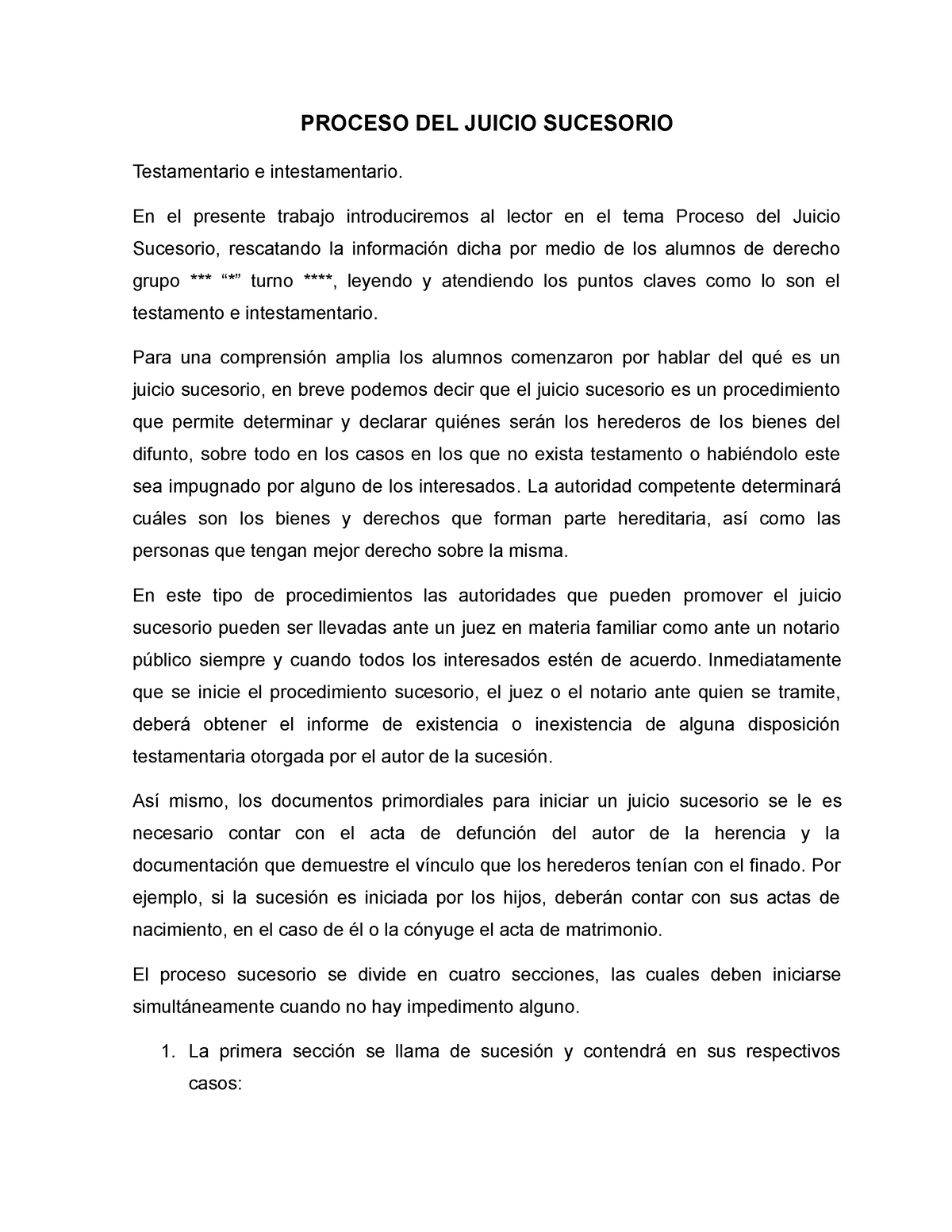 Proceso Del Juicio Sucesorio Proceso Del Juicio Sucesorio