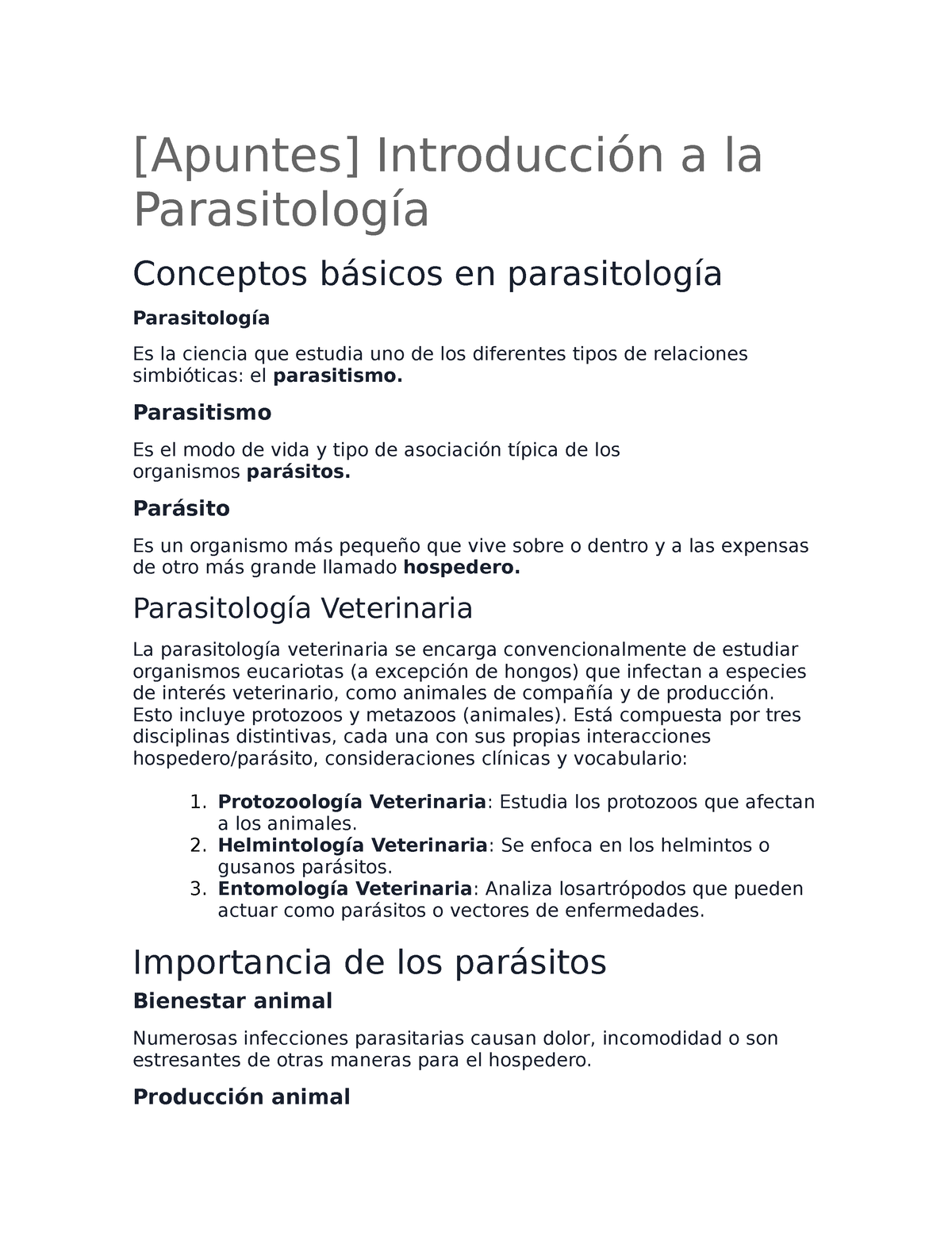 Apuntes Un Resumen Sobre Parasitologia Apuntes Introducción A La