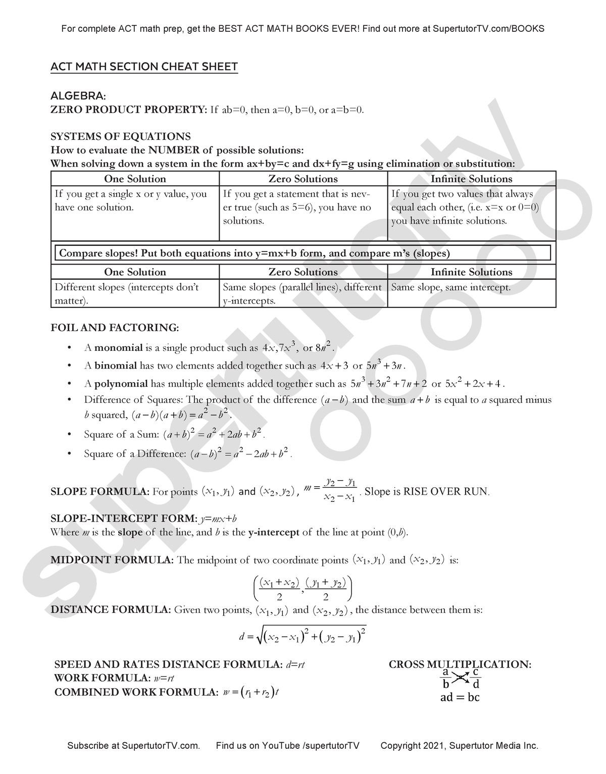 The Ultimate Act Math Formula Cheat Sheet Effortless