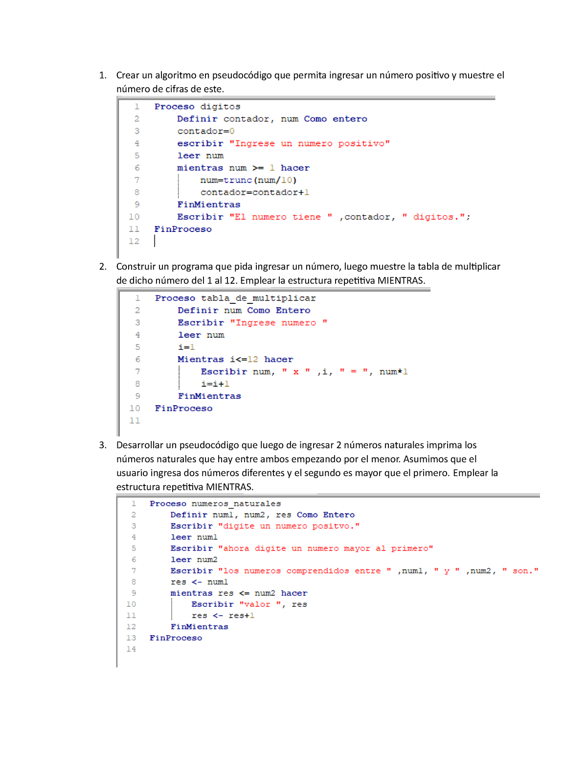 Tarea S13 Tarewas Crear Un Algoritmo En Pseudocódigo Que Permita