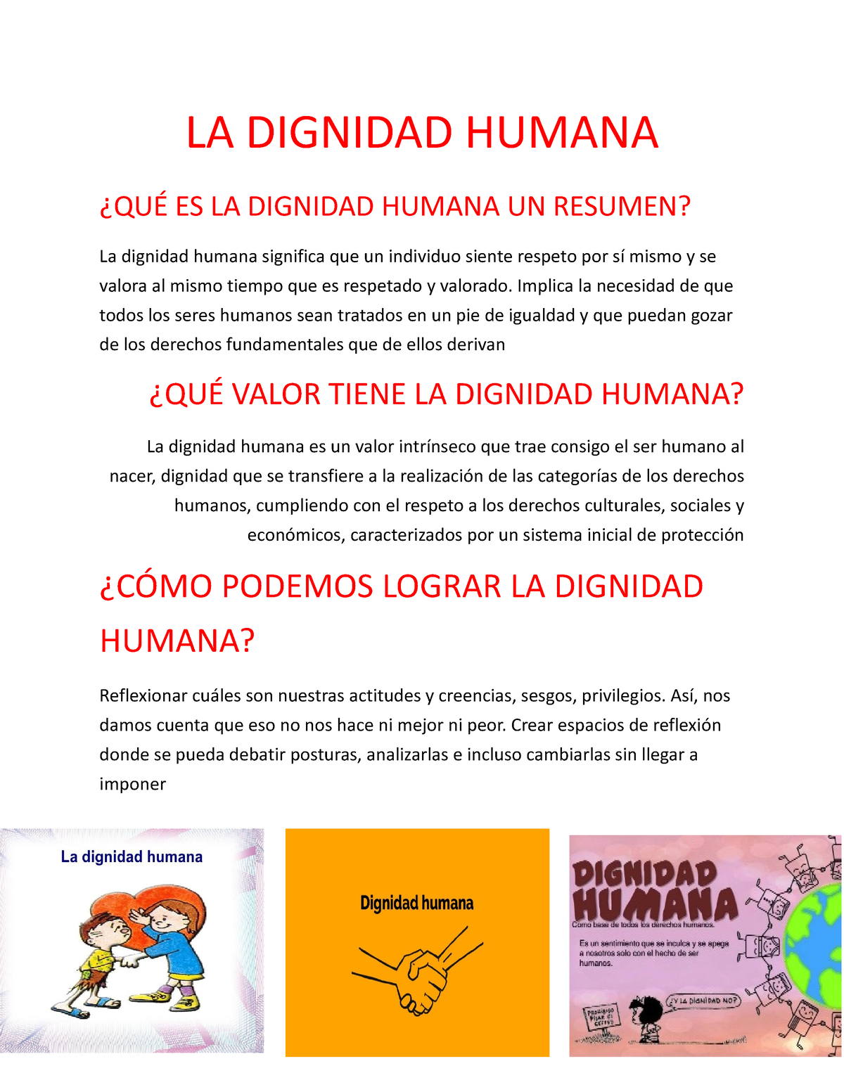 La Dignidad Humana Aputes De Etica La Dignidad Humana ¿quÉ Es La