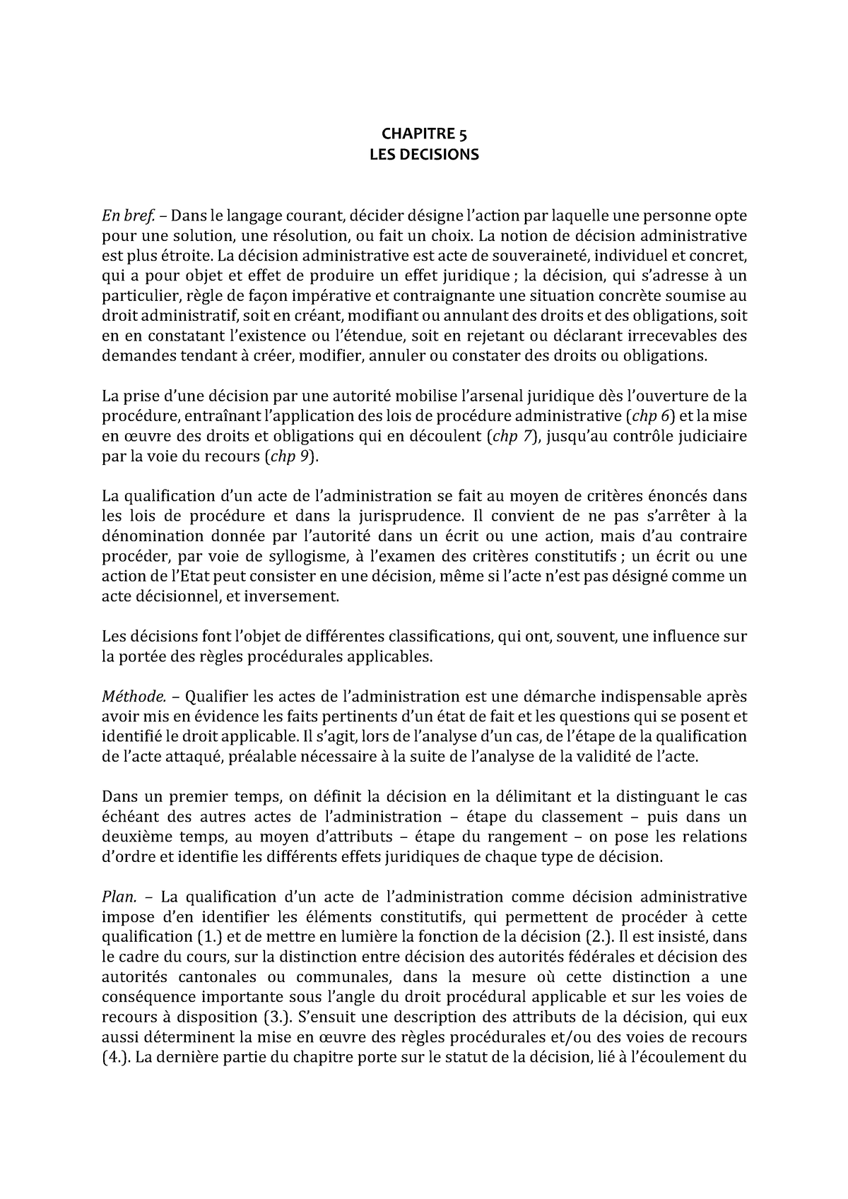 N Ft 4 Les Décisions Chapitre Droit Administratif Chapitre 5 Les