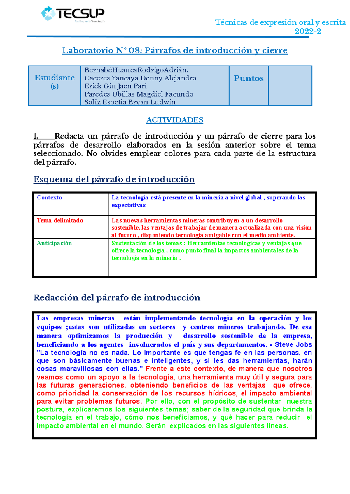 L8 Introducción Y Cierre 1 Técnicas De Expresión Oral Y Escrita