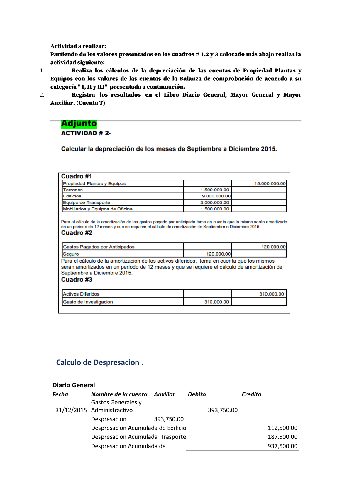 Unidad 5 Actividad 2 Cálculos De Depreciación 1 2 Actividad A