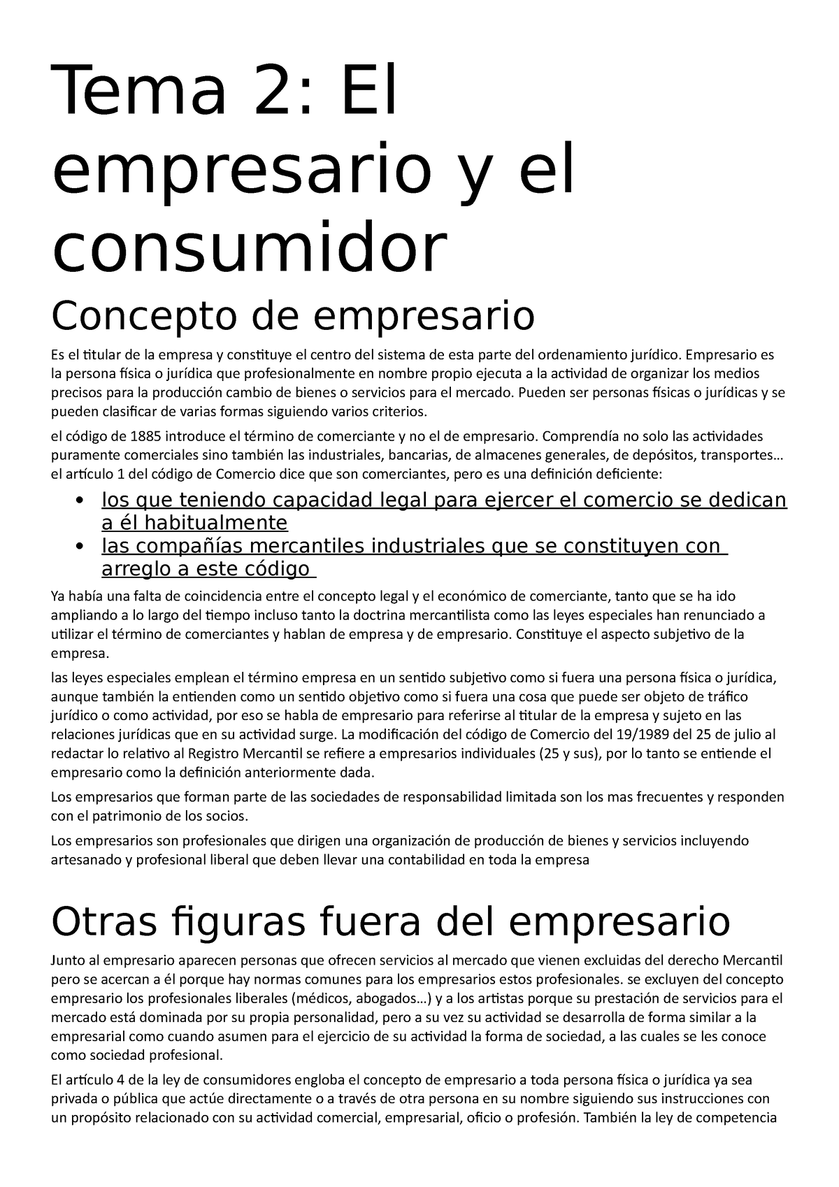 Tema 2 El Empresario Y El Consumidor Tema 2 El Empresario Y El