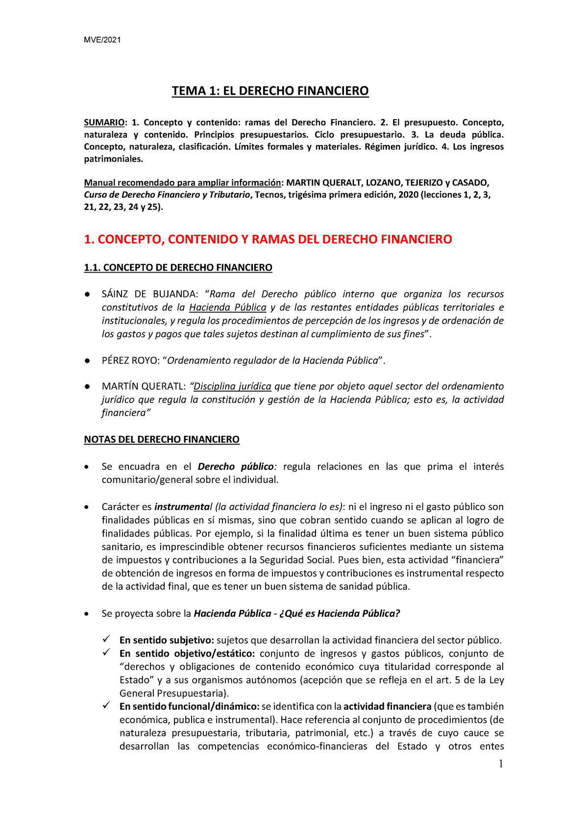 Tema 1 Introducción Aaa Tema 1 El Derecho Financiero Sumario 1