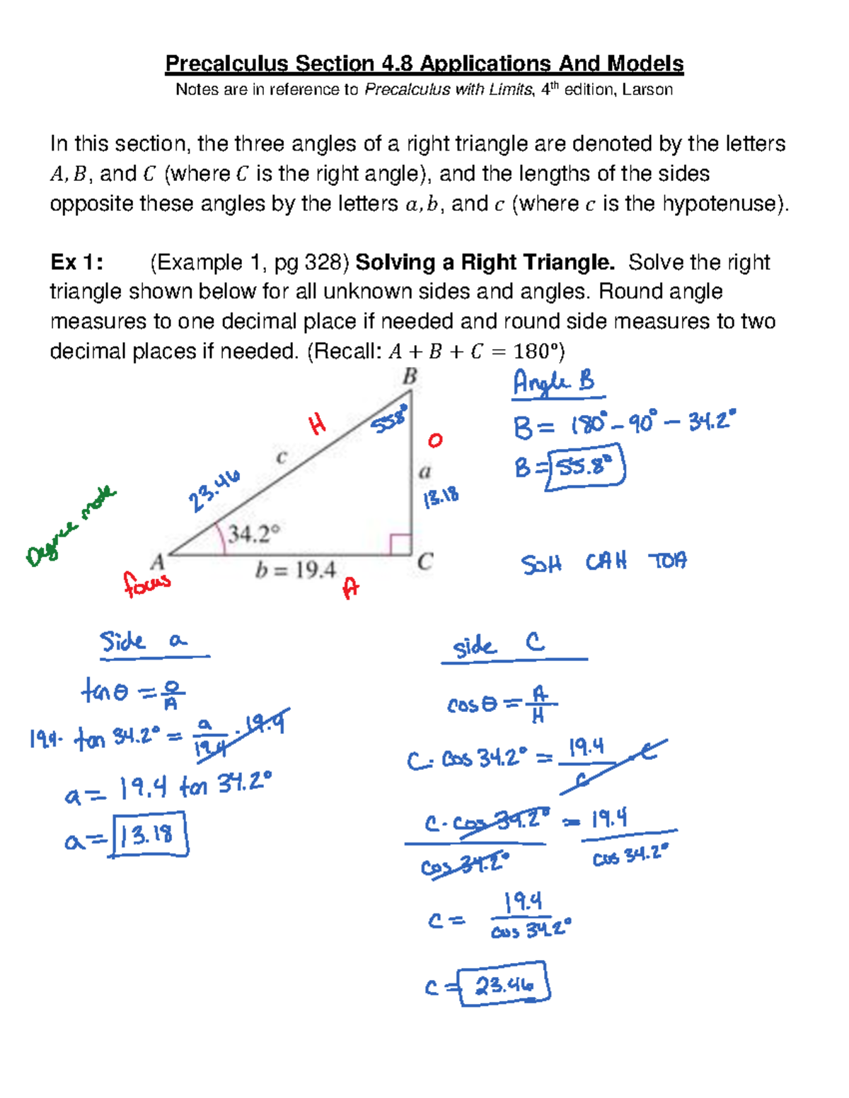 Precalculus Section 48 Applications And Models Precalculus Section 4