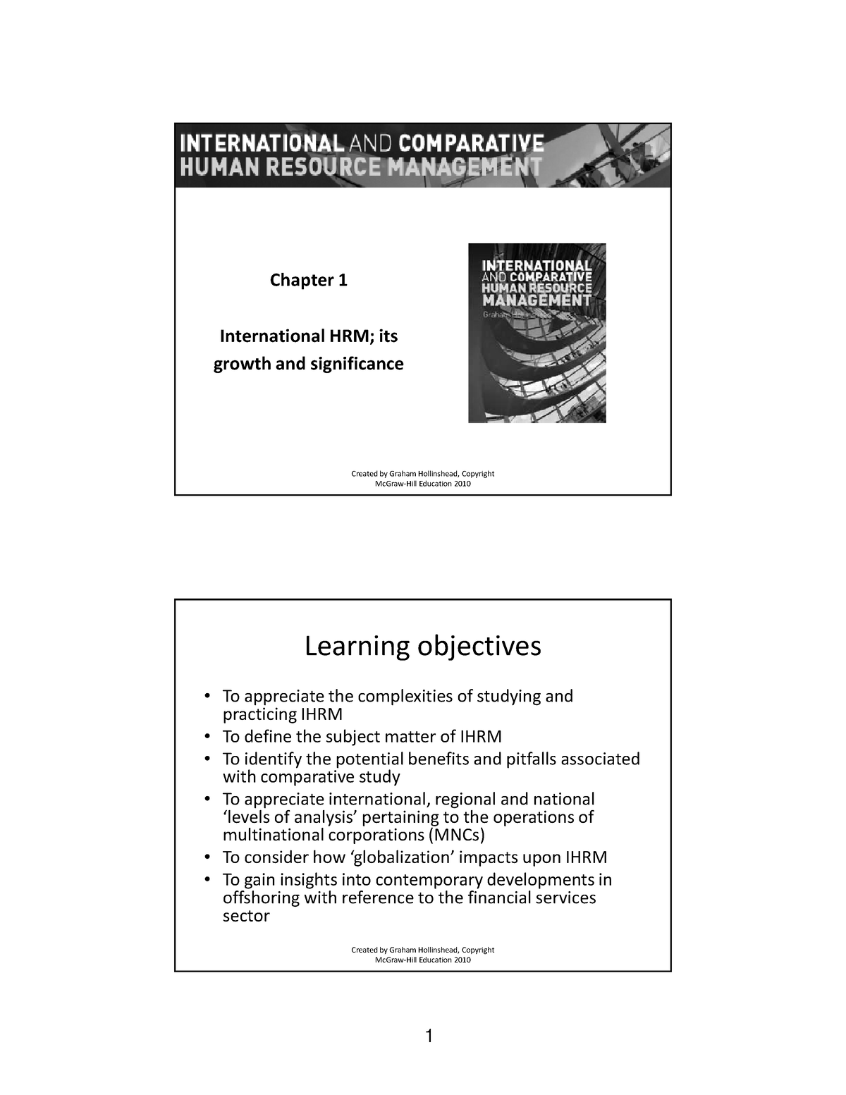 International Human Resource Management Lecture Notes Created By