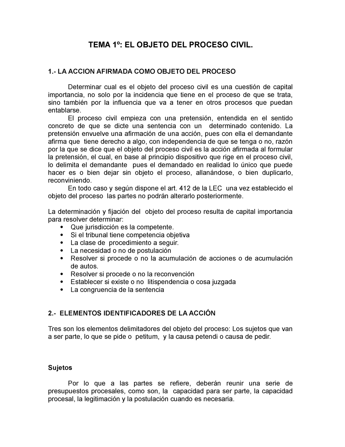 Tema 1 Procesal Apuntes 1 Tema 1 Tema 1 El Objeto Del Proceso Porn