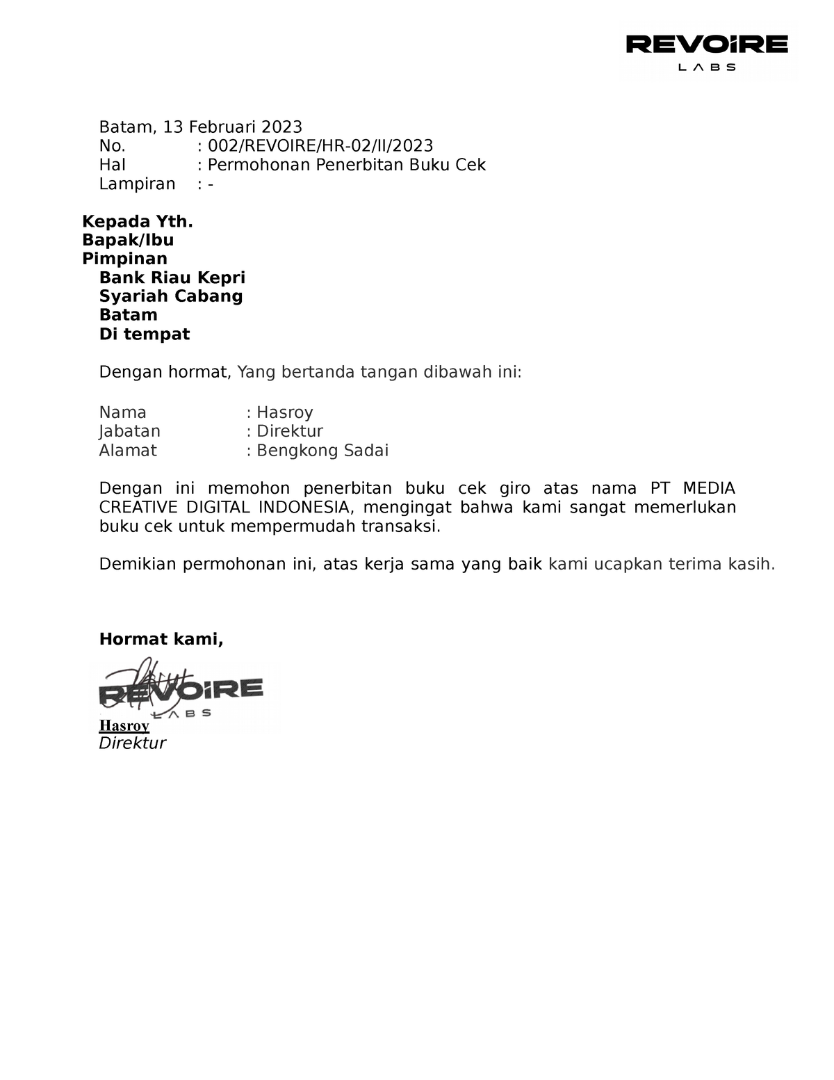 Permohonan Penerbitan Buku Cek Proses Manufaktur Teknik Industri