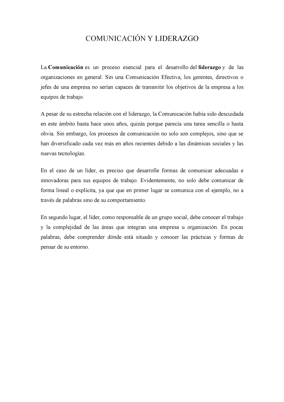 Comunicación Y Liderazgo ComunicaciÓn Y Liderazgo La Comunicación Es