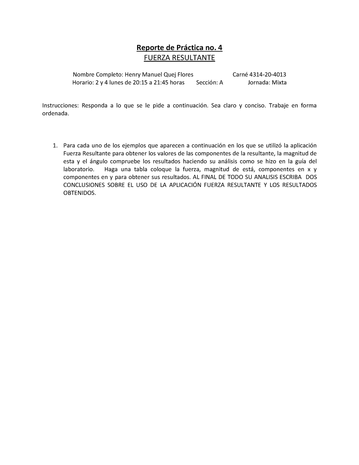 Reporte De Práctica No 4 Mcri Reporte De Práctica No 4 Fuerza