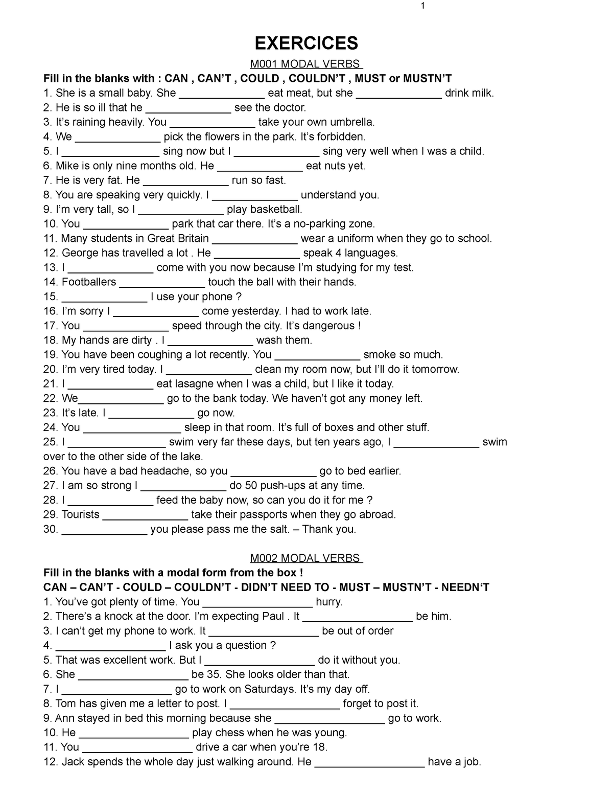 All Modals Exercises Grammar S2 All Lessons And Notes Exercices