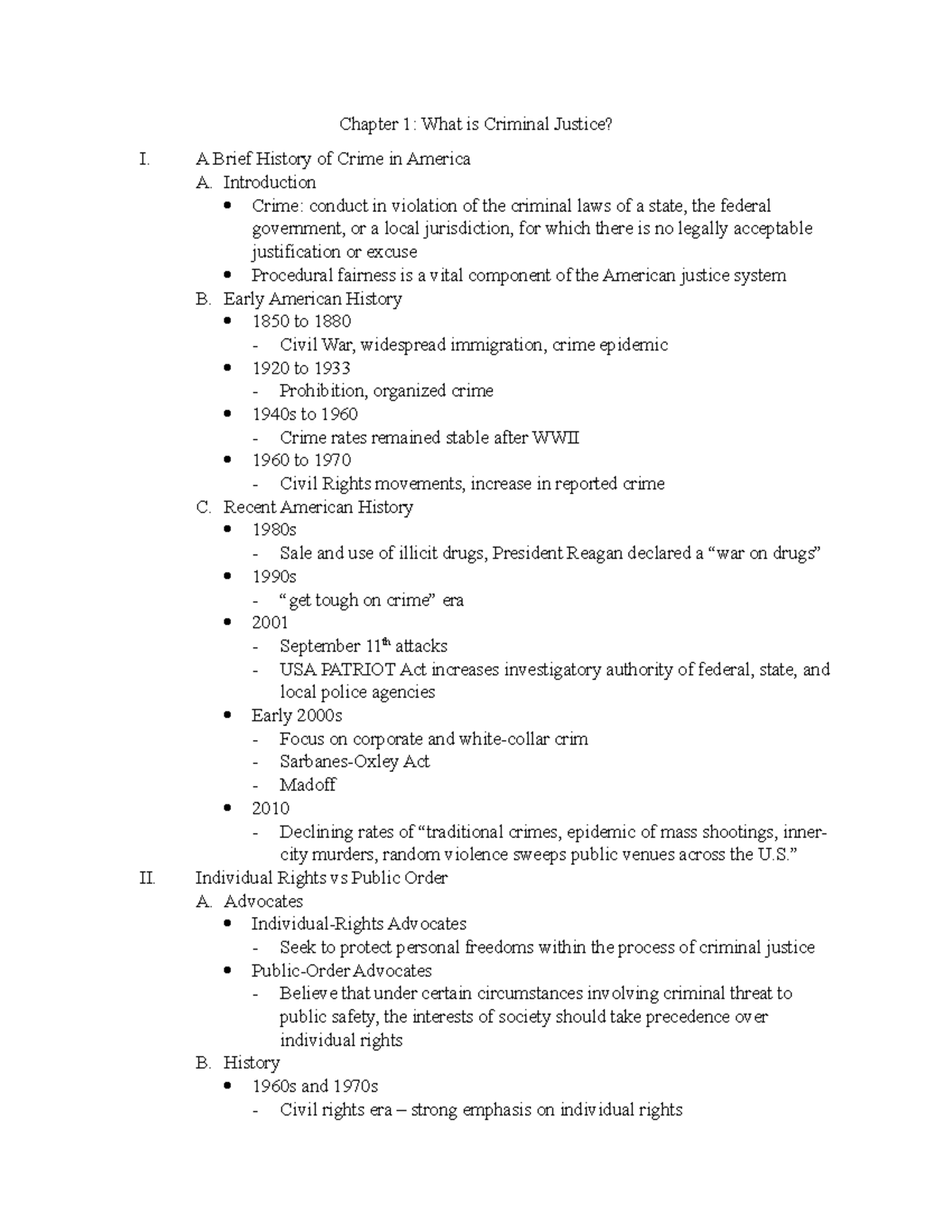 Criminal Justice Chapter 1 Chapter 1 What Is Criminal Justice I A