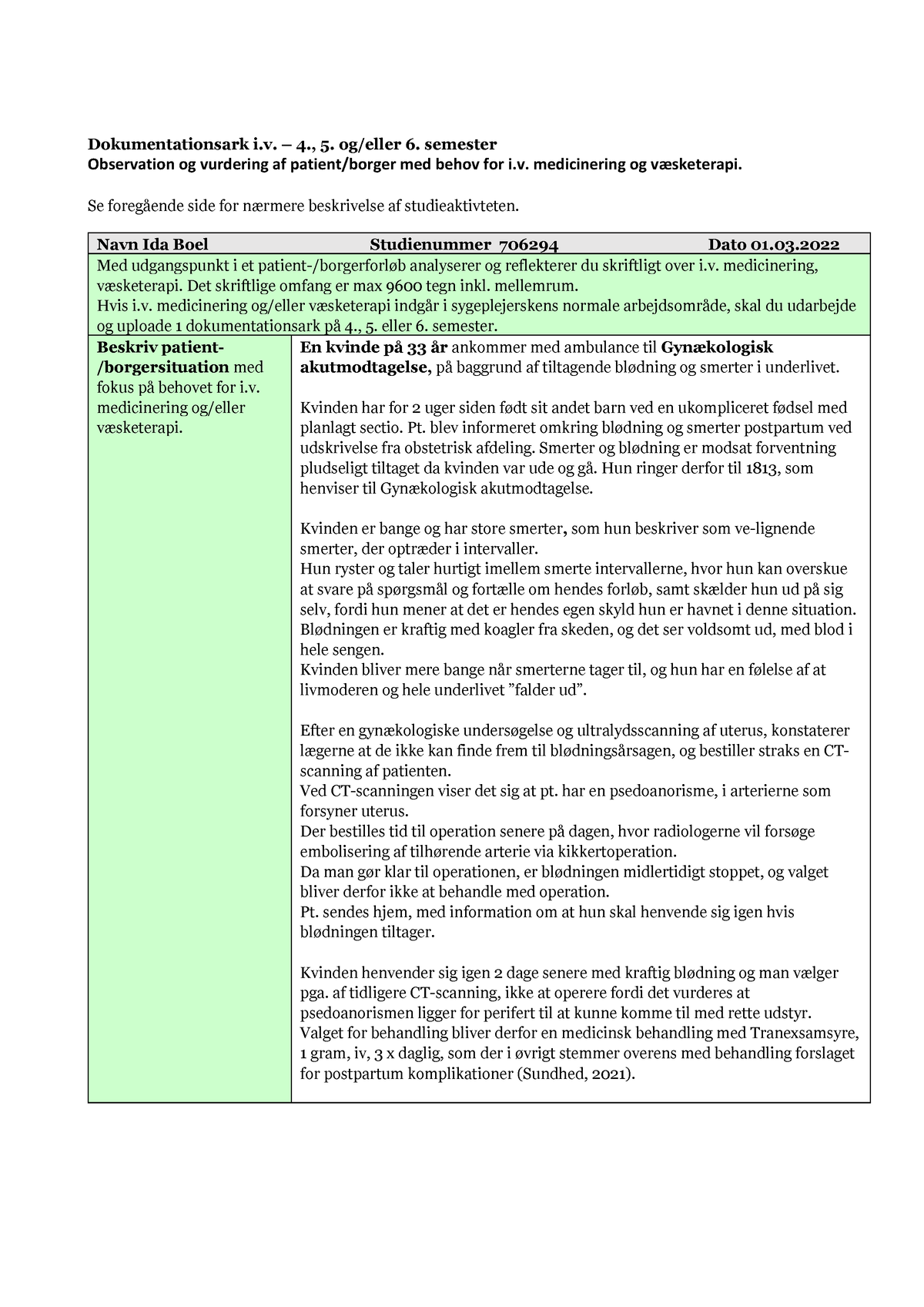 Medicinlogbog 5 Semester Iv Dokumentationsark I 4 5 Ogeller 6