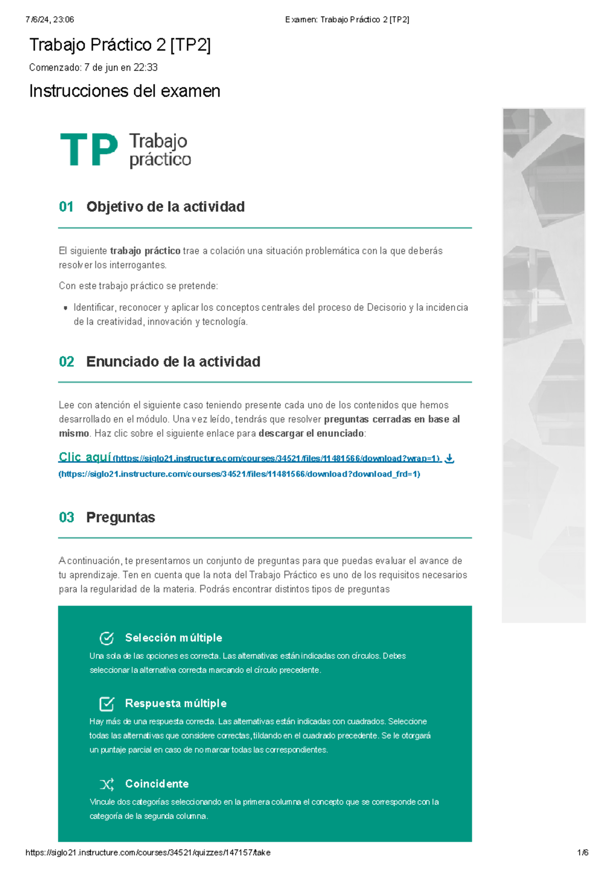 Dirección General Examen Trabajo Práctico 2 Tp2 90 Trabajo