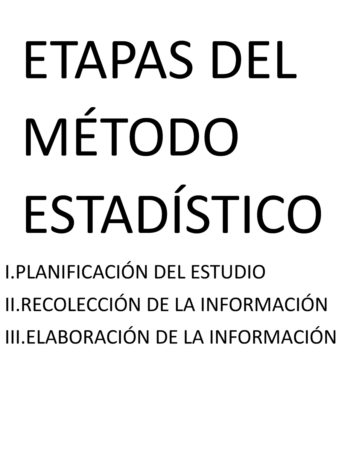 Etapas Del Método Estadístico Cuadro Sinoptico Etapas Del MÉtodo