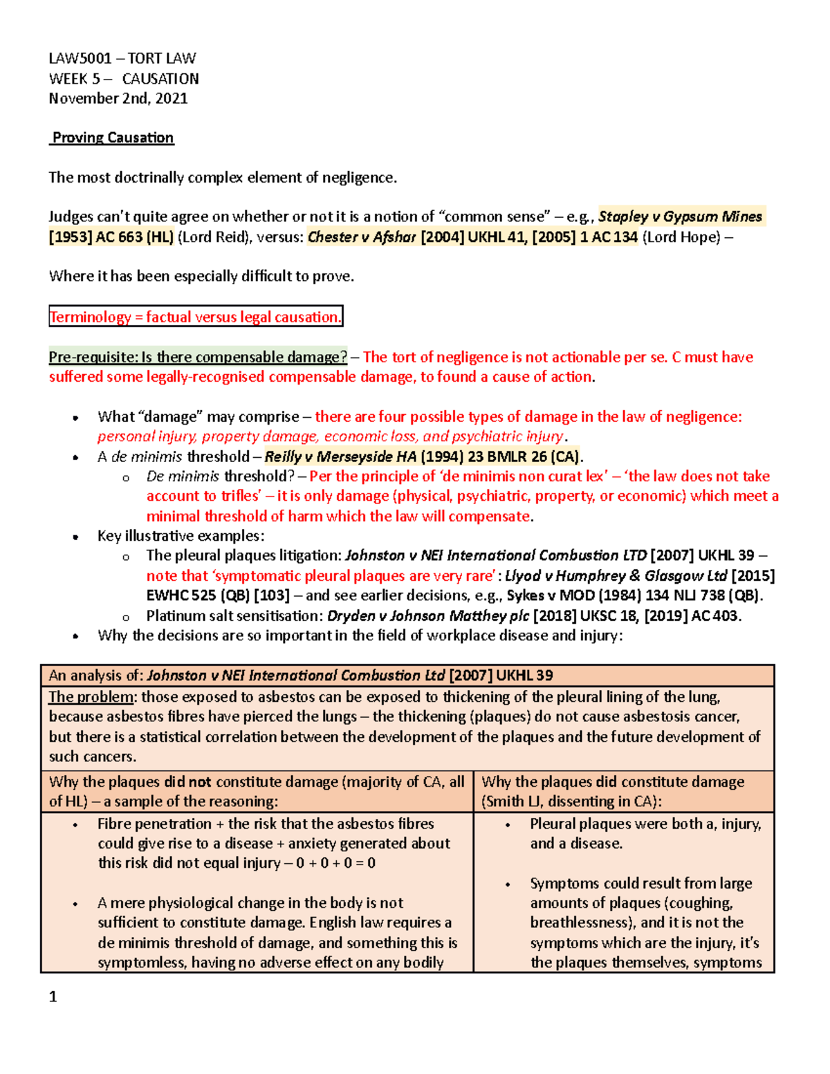 Tortweek 5 Causation Week 5 Causation November 2nd 2021