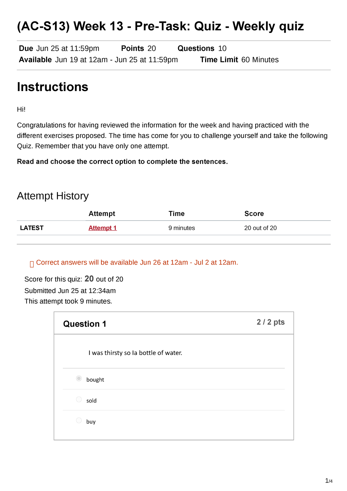 Ac S13 Week 13 Pre Task Quiz Weekly Quiz Ingles Iii 1 Buy