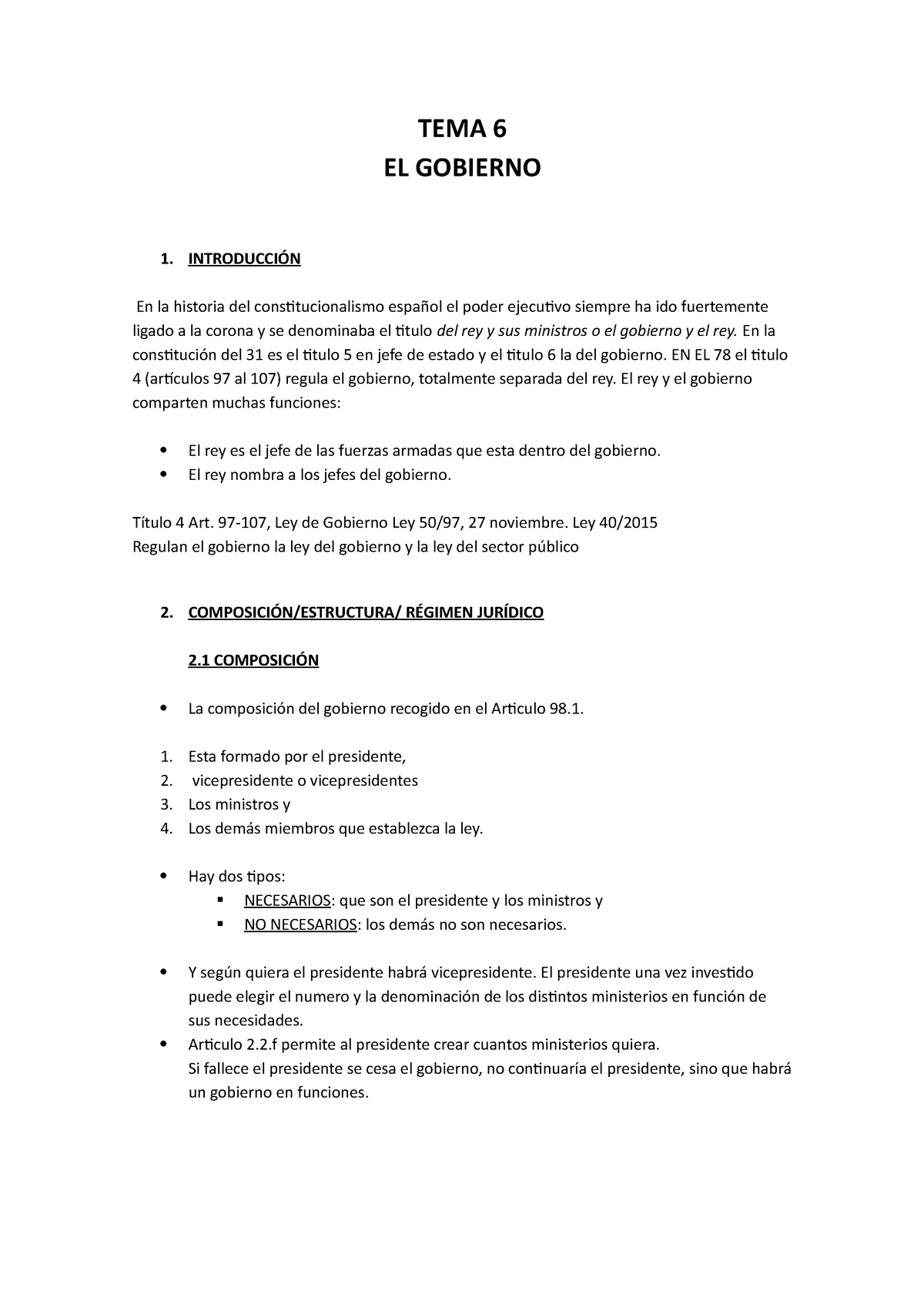 Tema 6 Tema 6 El Gobierno 1 IntroducciÓn En La Historia Del