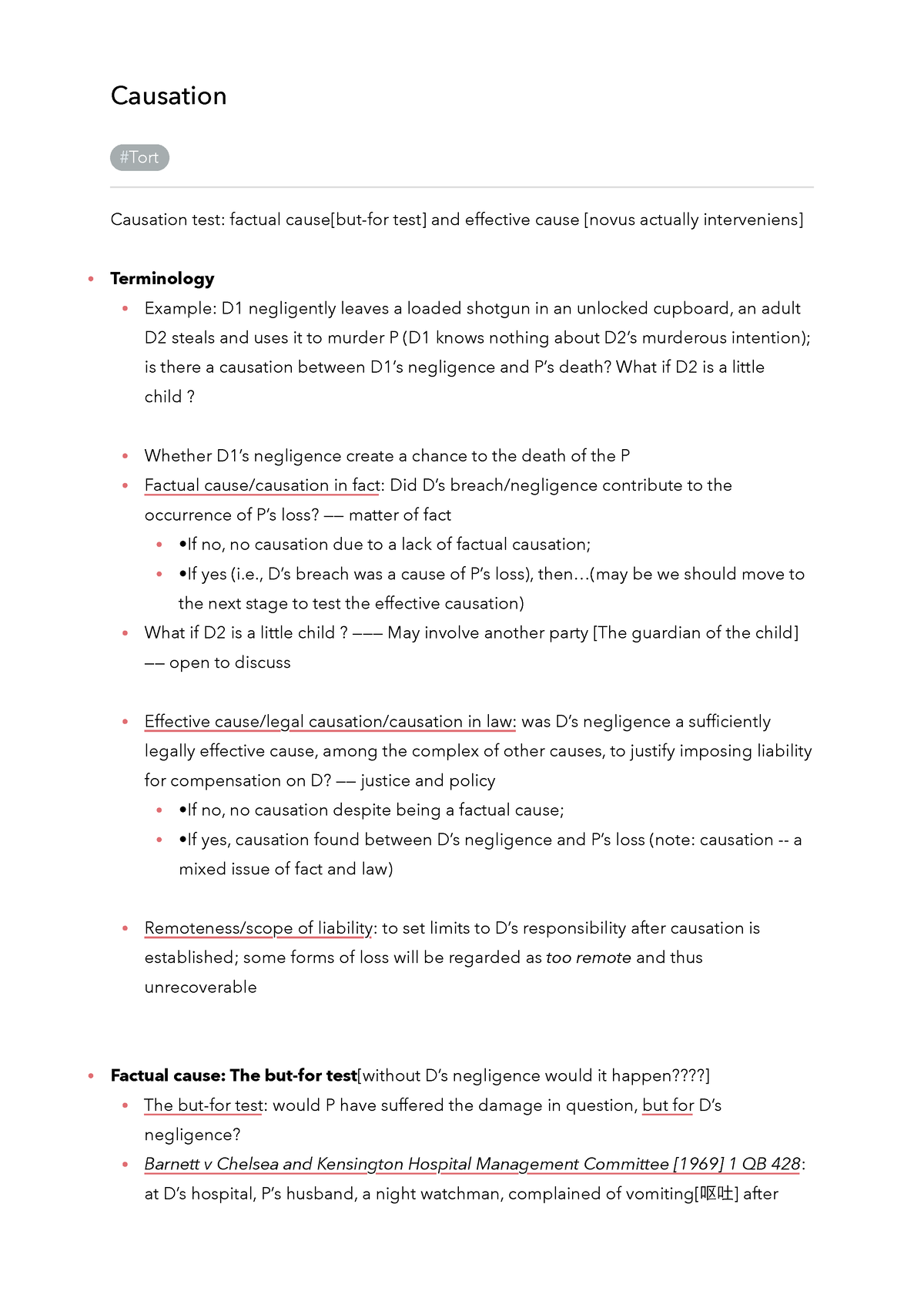 Causation Revision Version Causation Tort Causation Test Factual