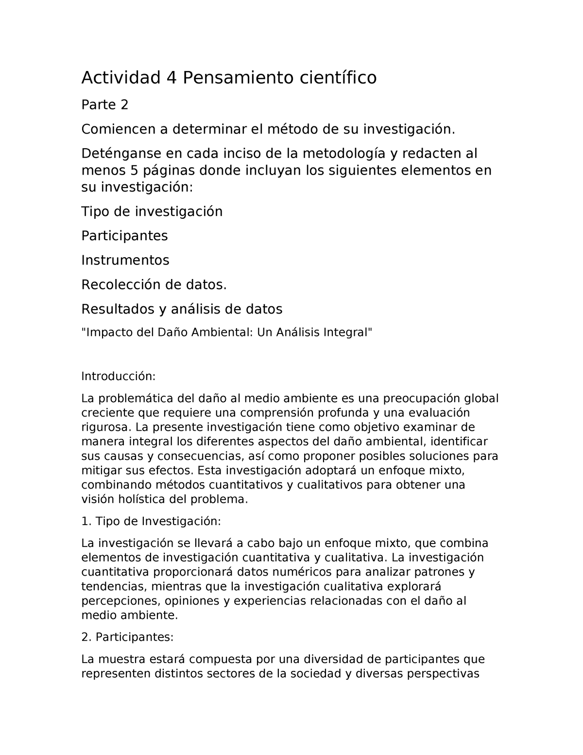 Actividad 4 Pensamiento Científico Deténganse En Cada Inciso De La