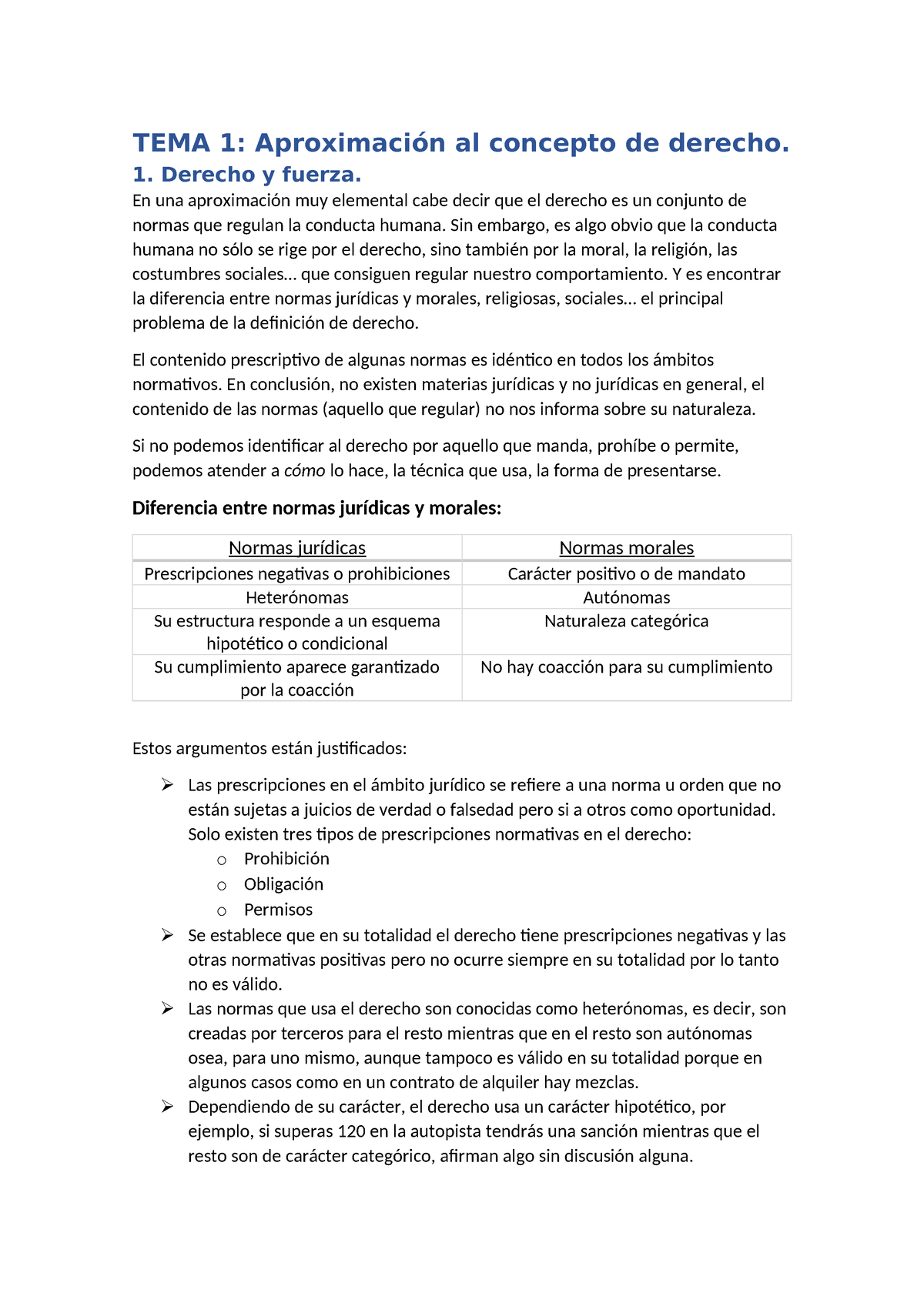 Tema 1 Teoria Del Derecho Tema 1 Aproximación Al Concepto De Derecho