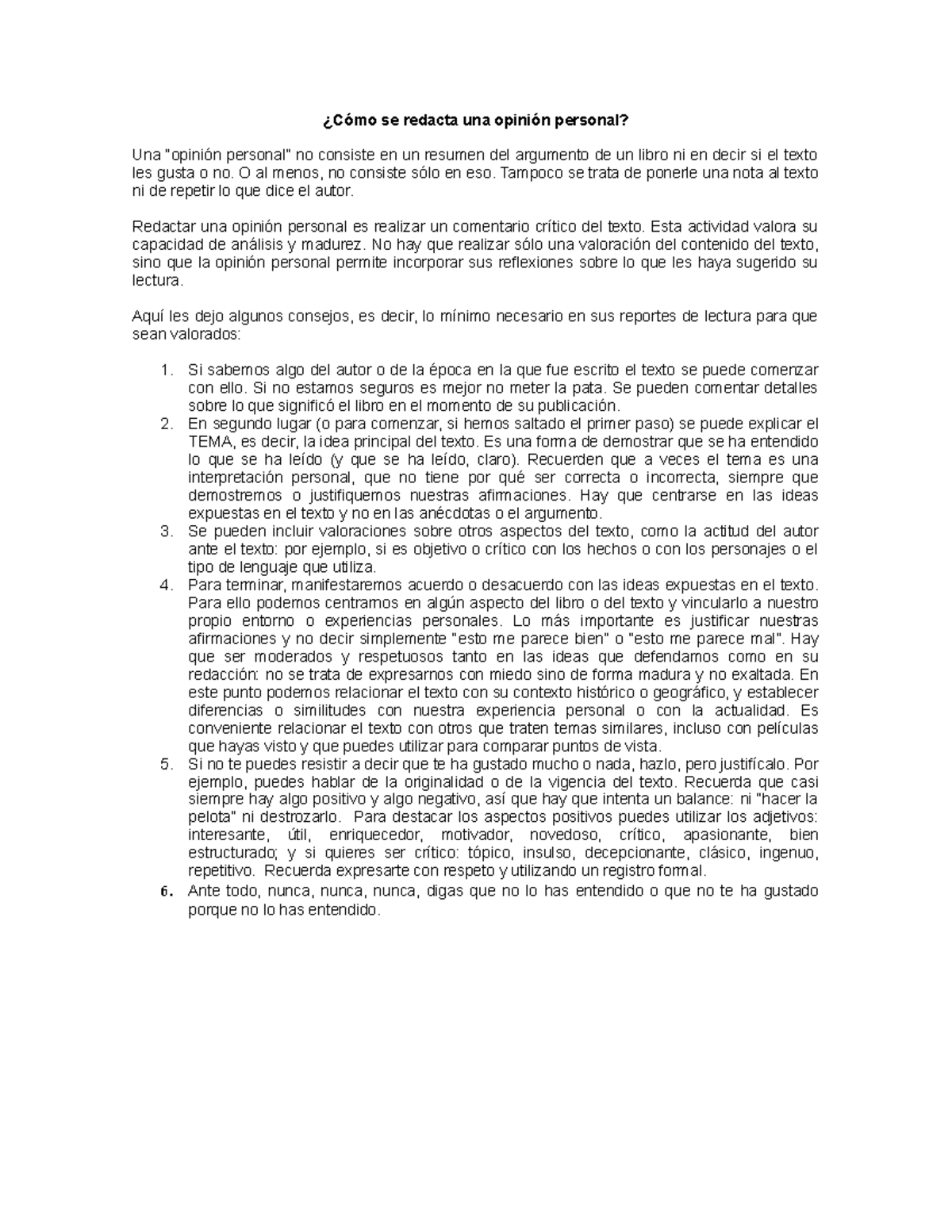 Cómo Se Redacta Una Opinión Personal ¿cómo Se Redacta Una Opinión