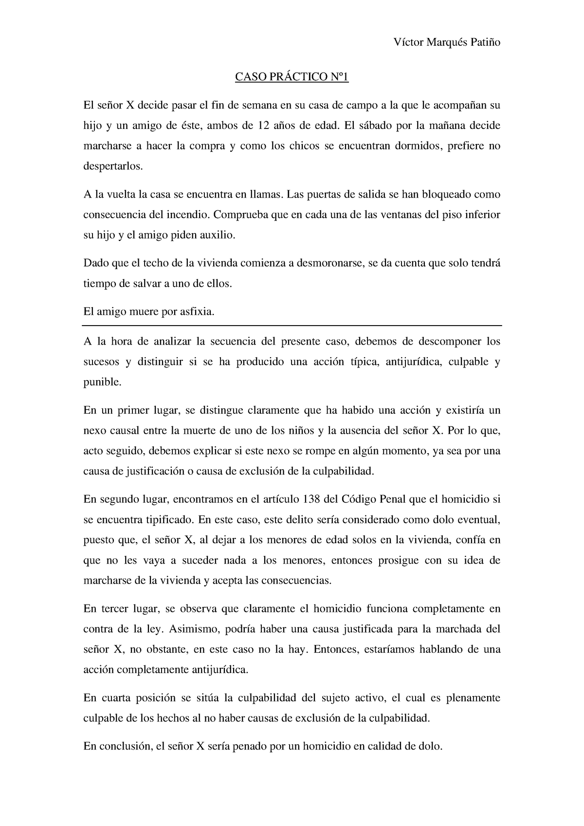 Caso Práctico Nº1 Caso Practico Sobre Derecho Penal Parte Especial