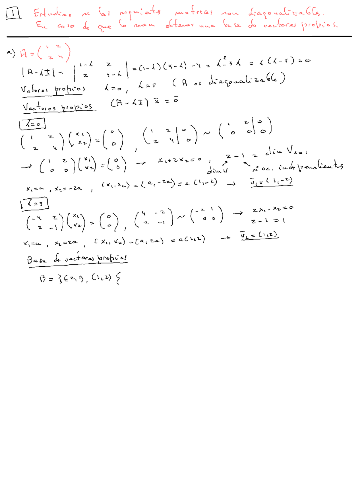 Soluciones De Vectores Y Valores Propios Para Practicar Álgebra